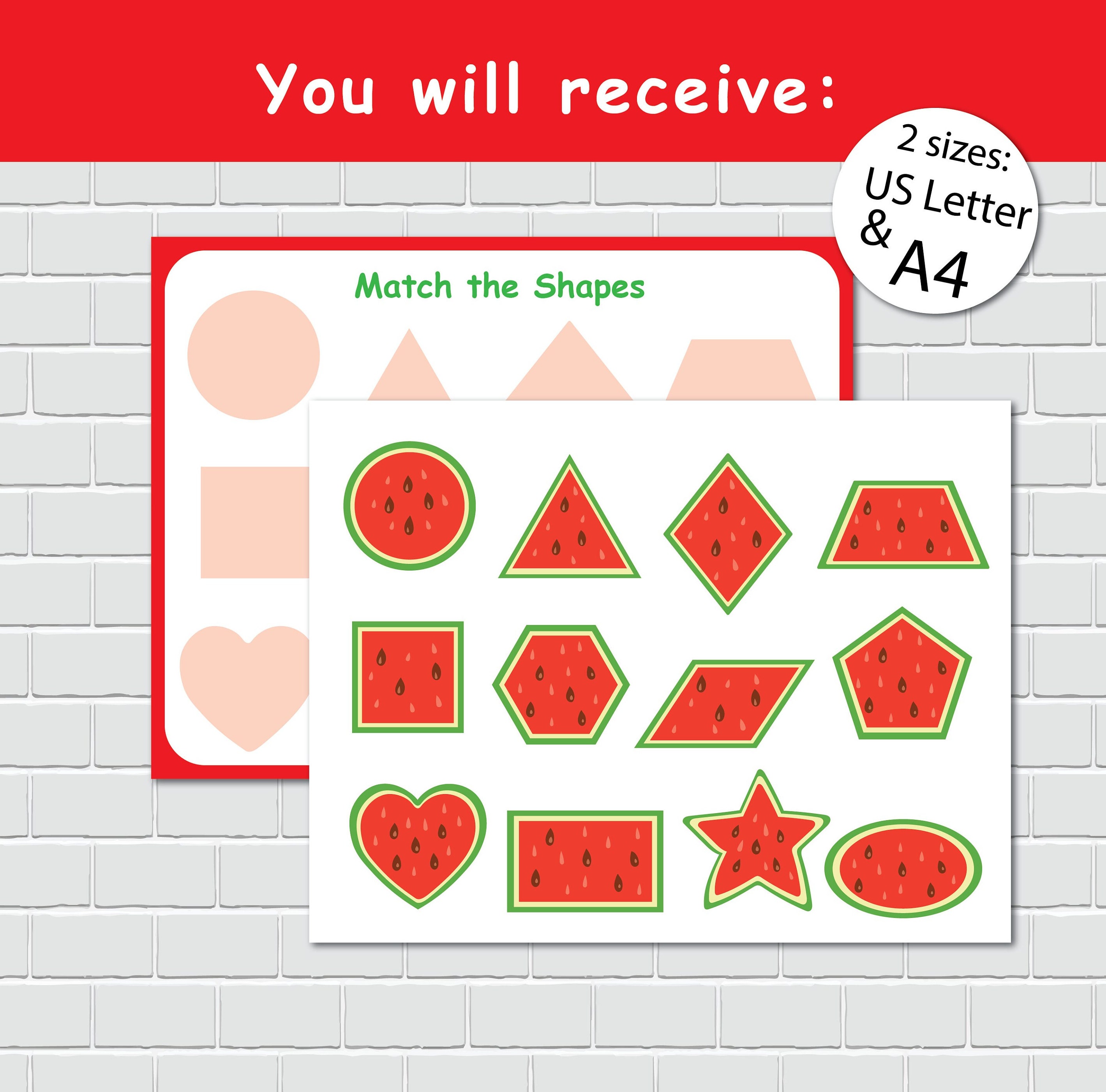 Watermelon Shape Matching Activity, 2D Shapes, Summer Busy Book Page ...