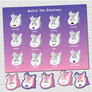 Unicorn Emotions Activity for Kids, Toddler Feelings Matching Activity ...