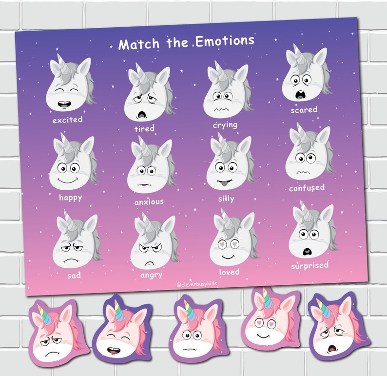 Unicorn Emotions Activity for Kids Toddler Feelings Matching - Etsy