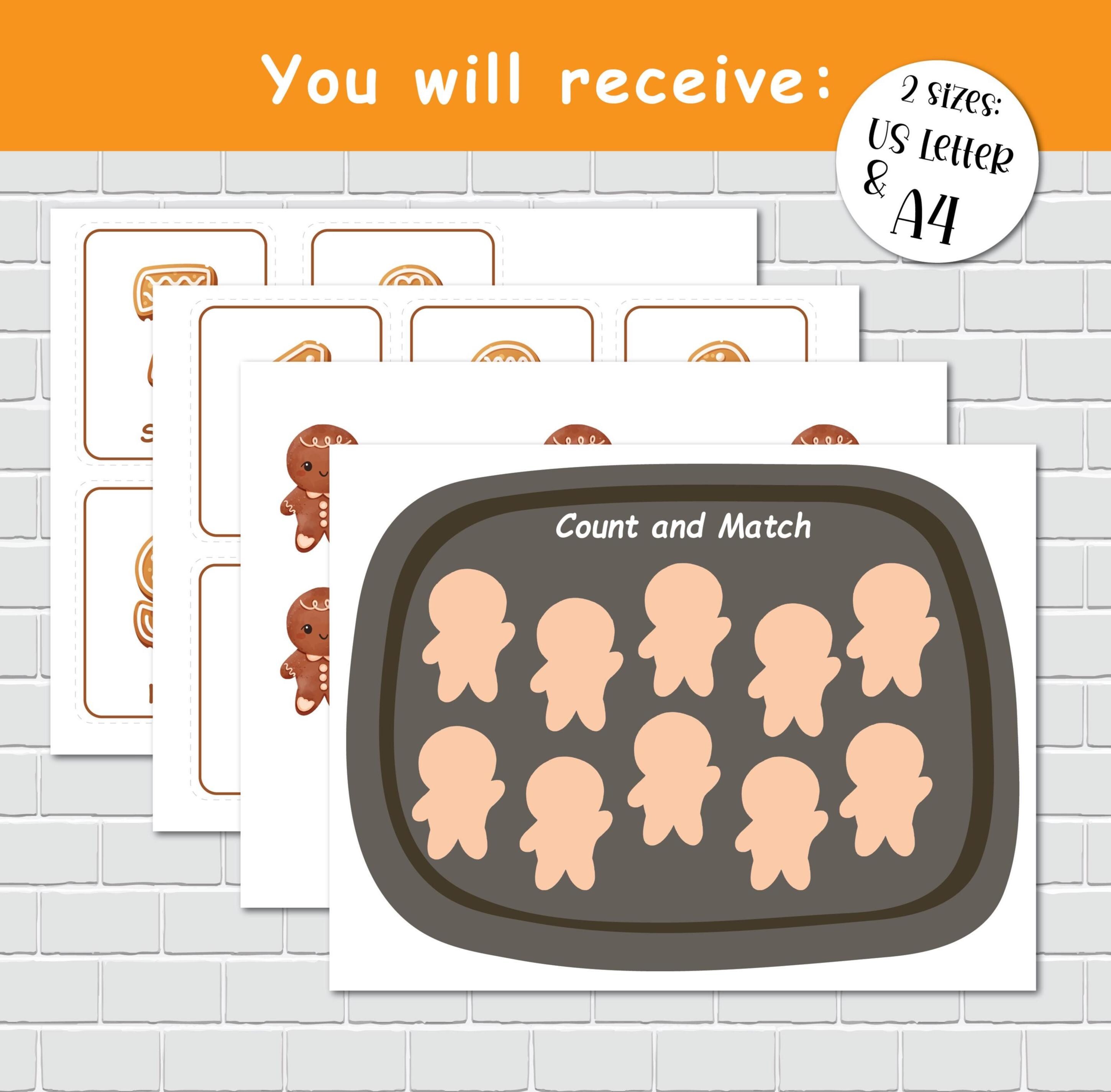 Gingerbread Man Counting Game, Christmas Printable, Math Activity ...