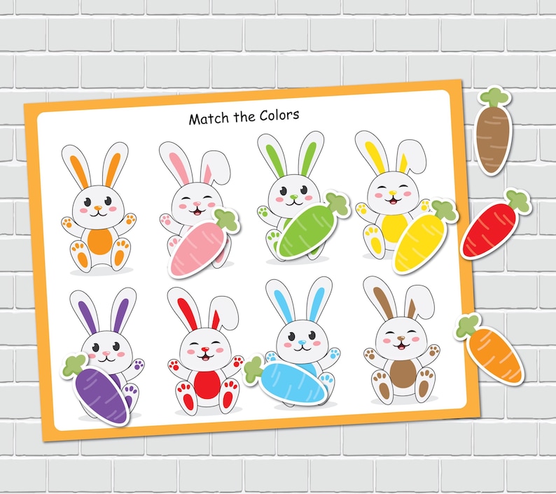 Bunny Color Matching Activity for Kids, Toddler Color Printables - Etsy