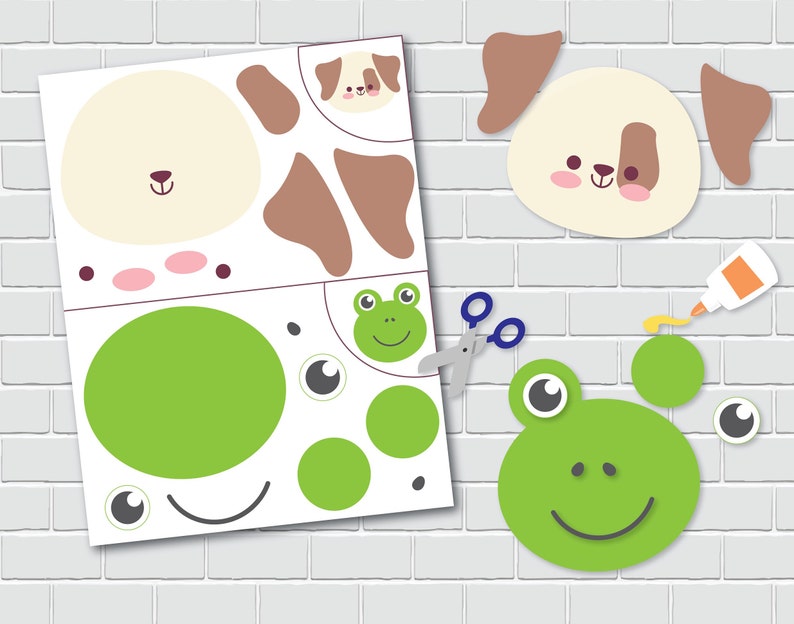 Cut Out and Glue Animals Crafts for Kids. Cut Out and Paste - Etsy