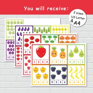 Clip and Count Cards 1-20, Toddler Counting Activity, Preschool ...
