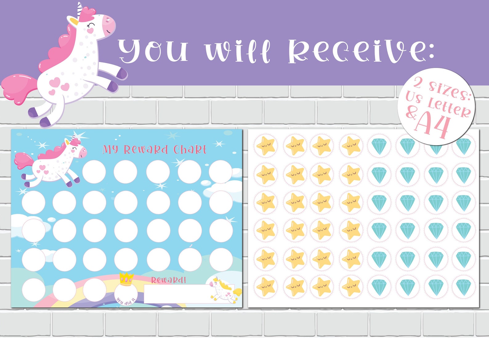 Unicorn Reward Chart Kids Behavior Chart Unicorn Chore - Etsy