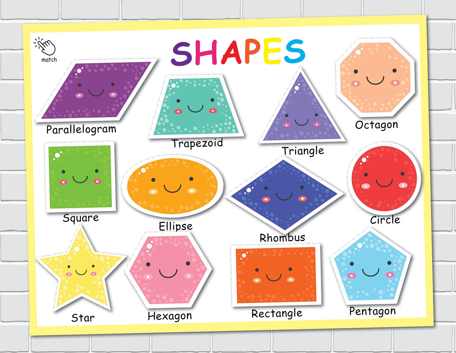 Shapes Matching Actvity. Toddlers Sort and Match Game. Preschool ...