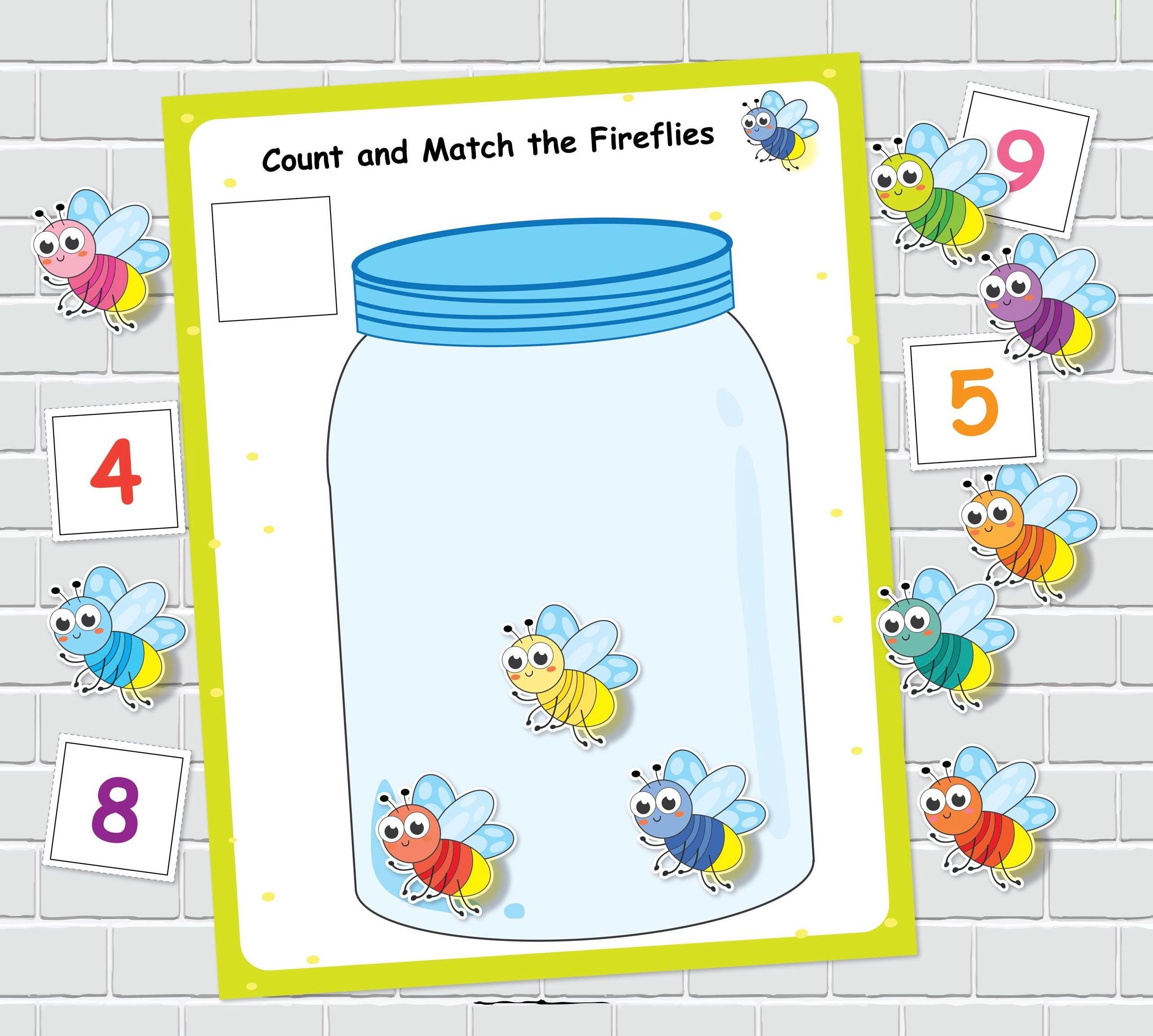 Fireflies Jar Counting Activities, Numbers Matching 1-10 Count ...