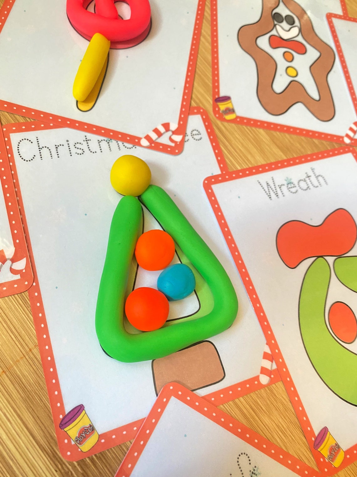 Christmas Play Dough Mats Printable Play Doh Visual Cards - Etsy