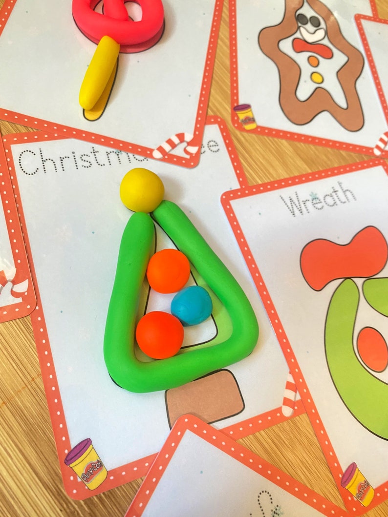 Christmas Play Dough Mats Printable Play Doh Visual Cards - Etsy