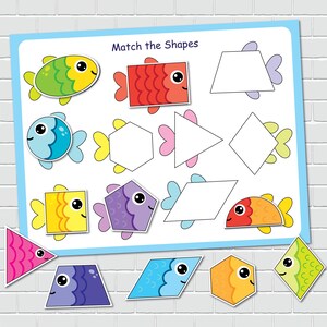 Fish Shape Matching Activity, 2D Shapes, Busy Book Page, File Folder ...