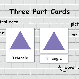 2D Shapes Flashcards, 3 Part Flash Cards, Geometric Shapes, Montessori ...