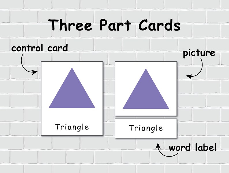 2D Shapes Flashcards, 3 Part Flash Cards, Geometric Shapes, Montessori ...