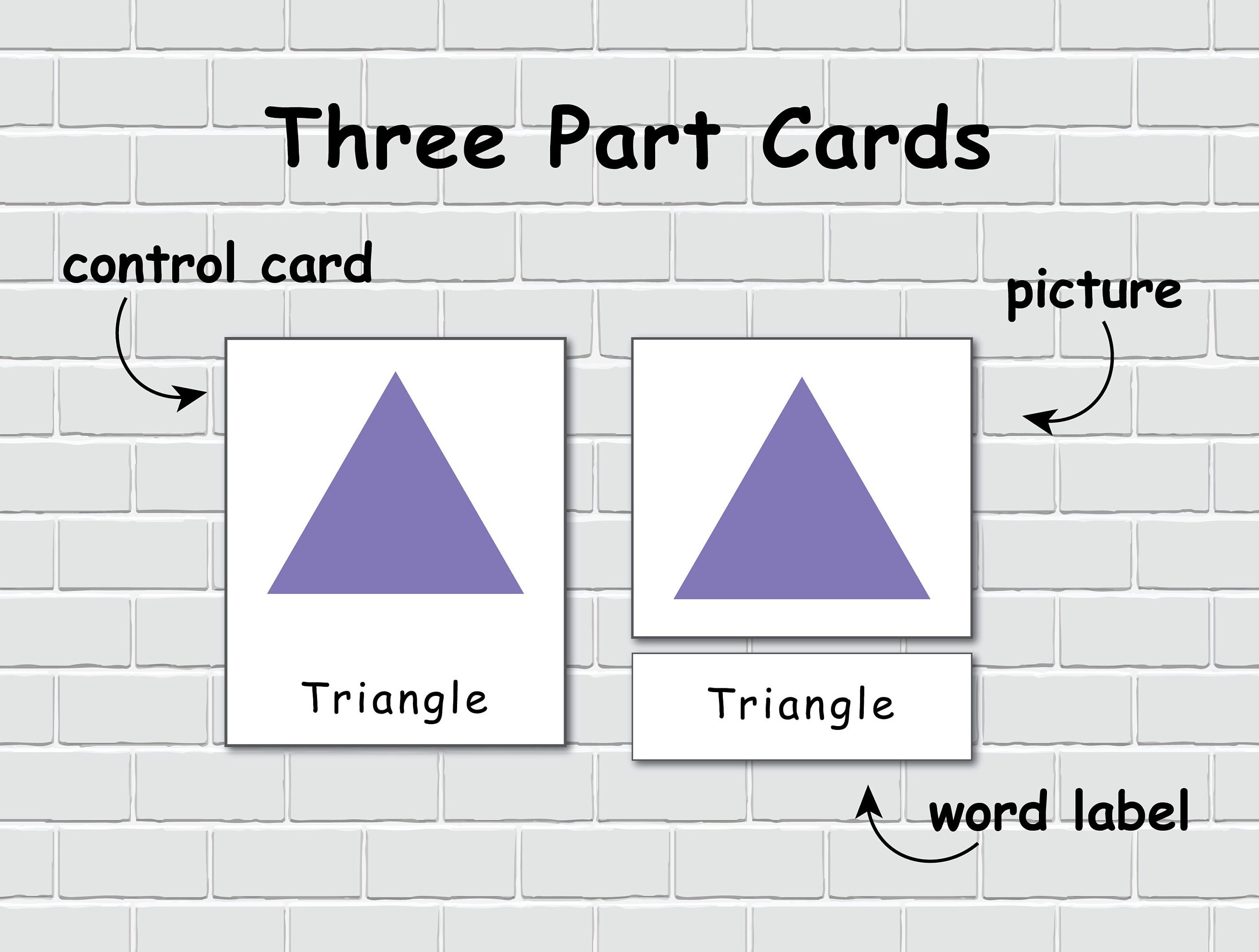 2D Shapes Flashcards, 3 Part Flash Cards, Geometric Shapes, Montessori ...