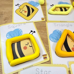 Bees Shapes Play Dough Mats, Summer Play Doh Activity, Preschool Fine ...