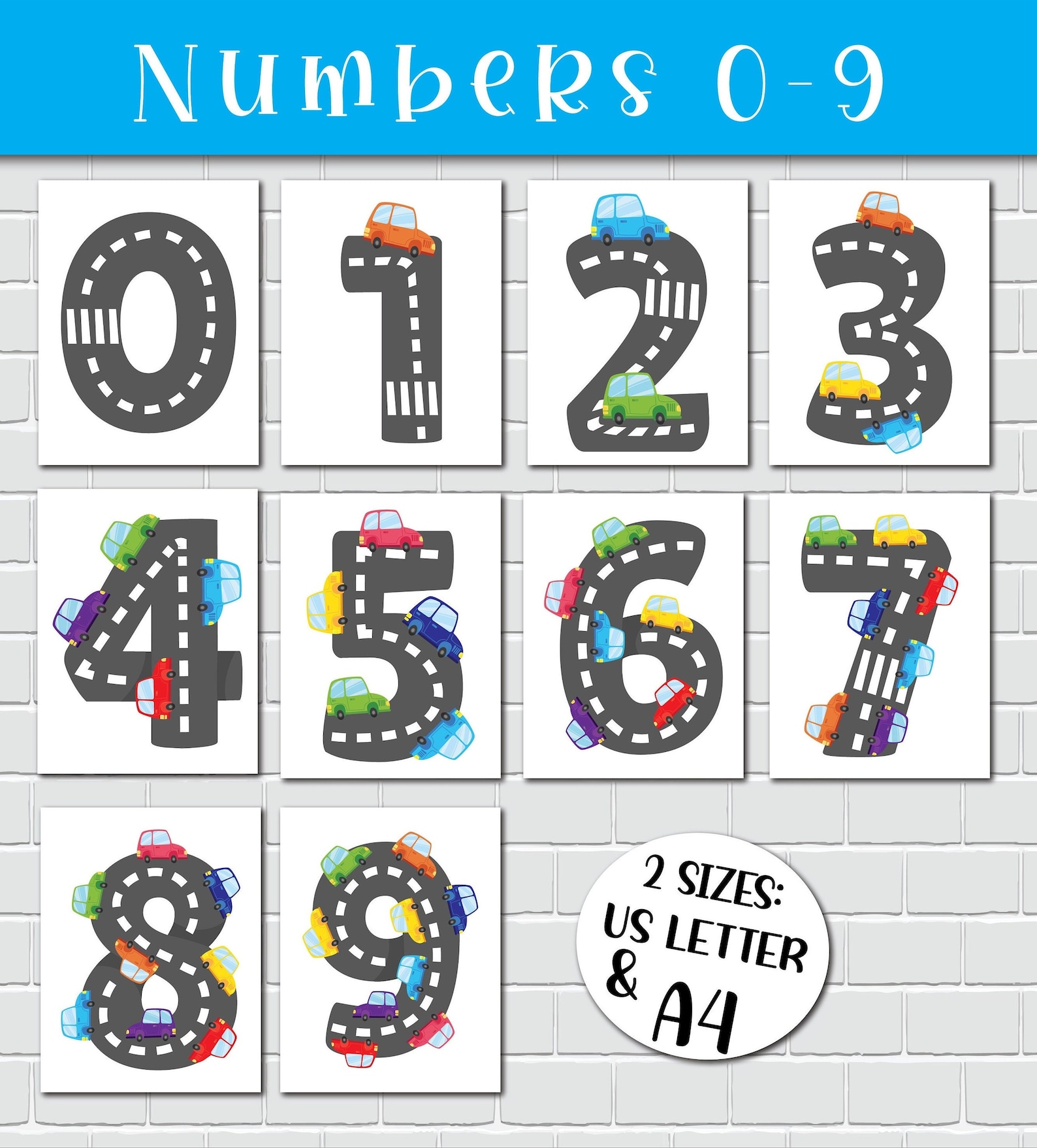 Numbers Flashcards 0-9, Preschool Counting Flash Cards, Montessori ...