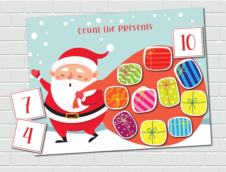 Christmas Counting Activity. Toddler Ten Frame. Montessori Material ...