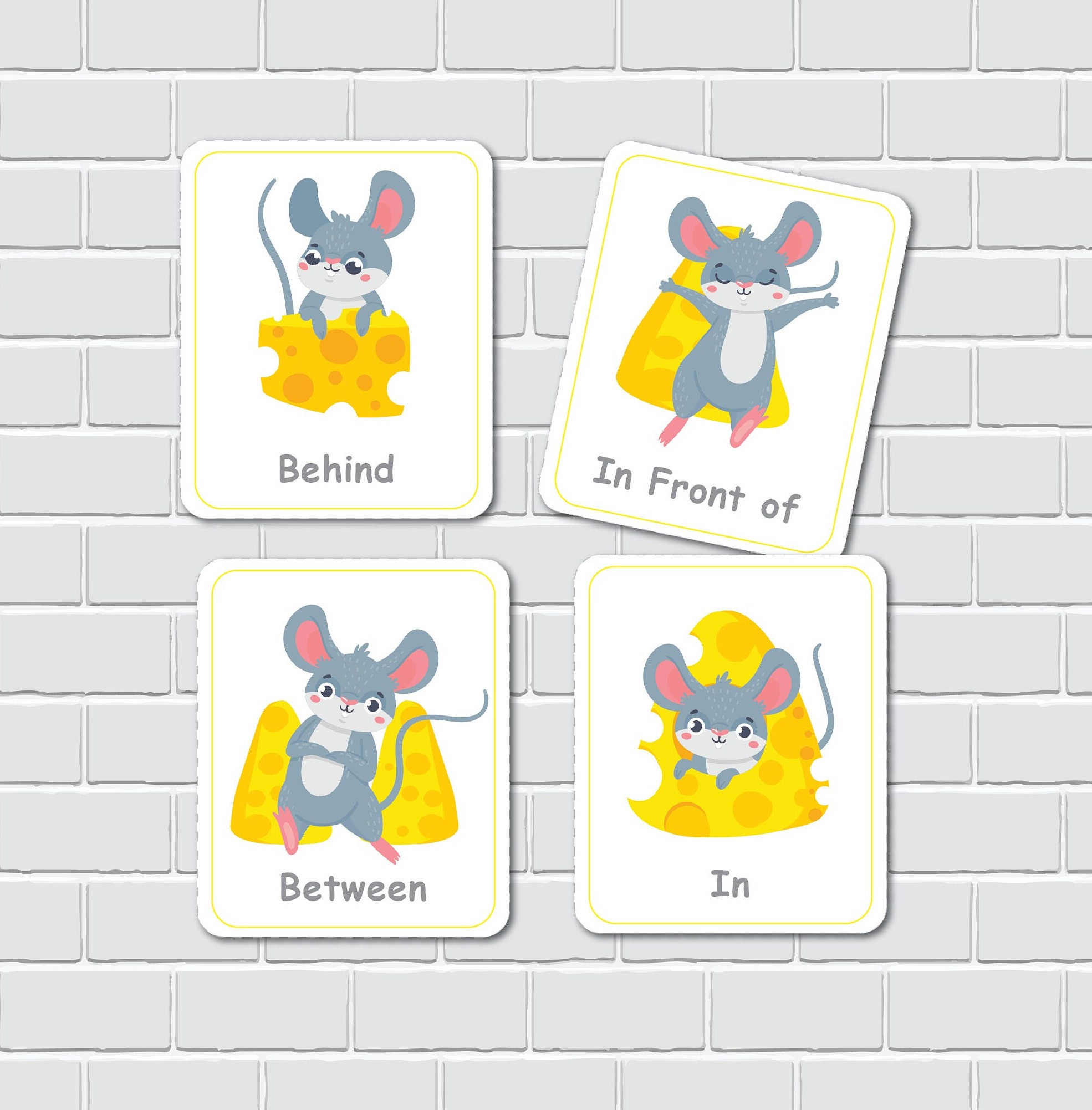 Prepositions Flashcards English Positional Words Printable - Etsy Canada