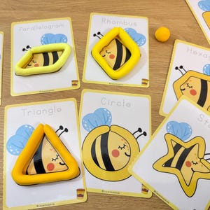 Bees Shapes Play Dough Mats, Summer Play Doh Activity, Preschool Fine ...