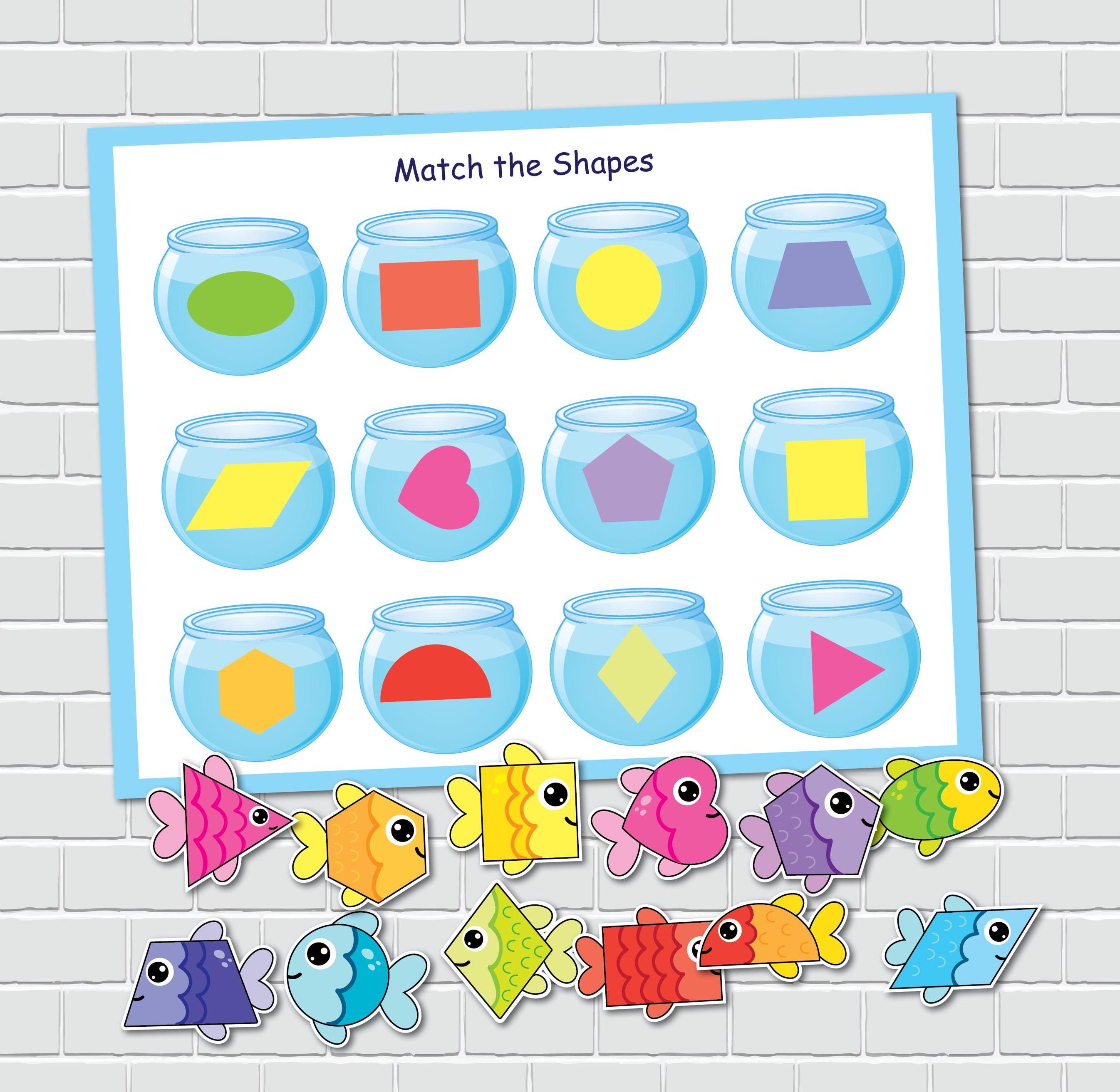 Fish Shapes Matching Activity, 2D Shapes, Preschool Learning (digital ...