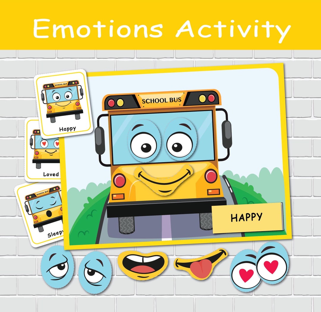 School Bus Emotions Activity for Kids, Preschool Feelings Printables ...