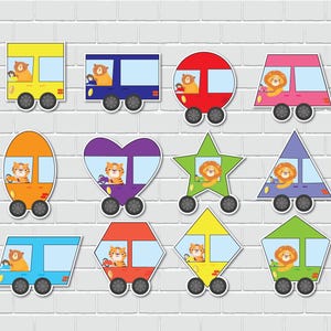 Cars Shape Matching Activity, 2D Shapes, Shapes Busy Book Page, File ...