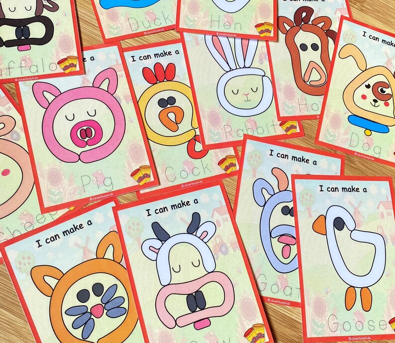 Farm Animals Play Doh Mats Printable Play Dough Montessori - Etsy