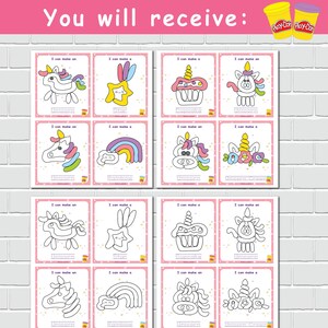Unicorn Play Doh Mats, Printable Play Dough, Toddler Activities ...