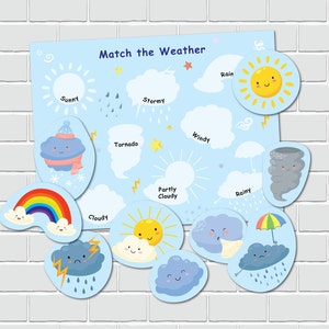 Weather Matching Activity, Toddler Busy Book Page, Learning Binder ...