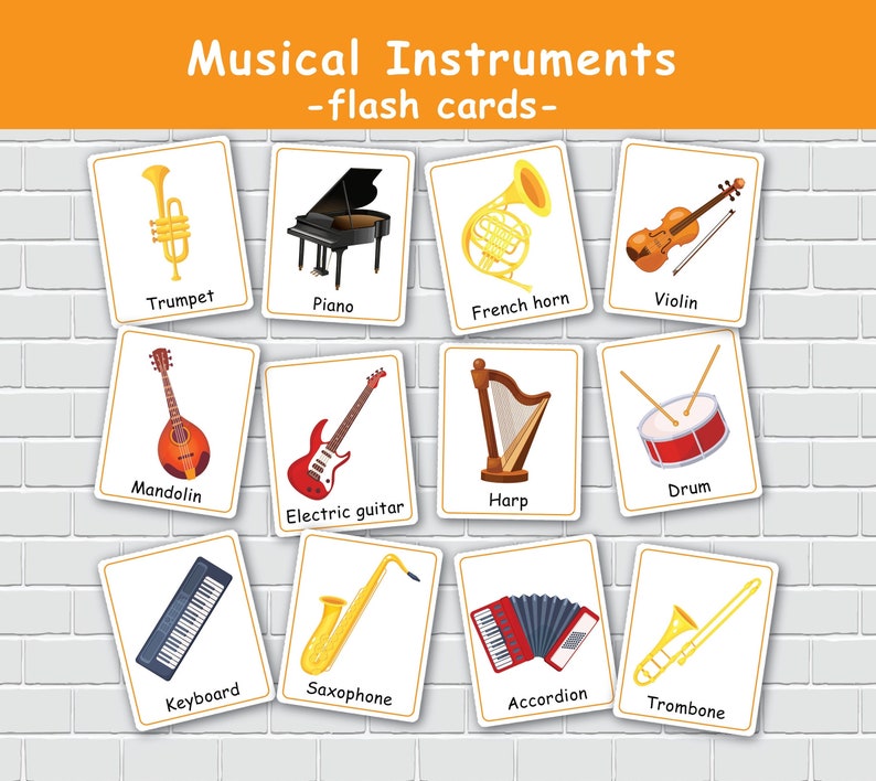 Tarjetas didácticas de instrumentos musicales actividad - Etsy México