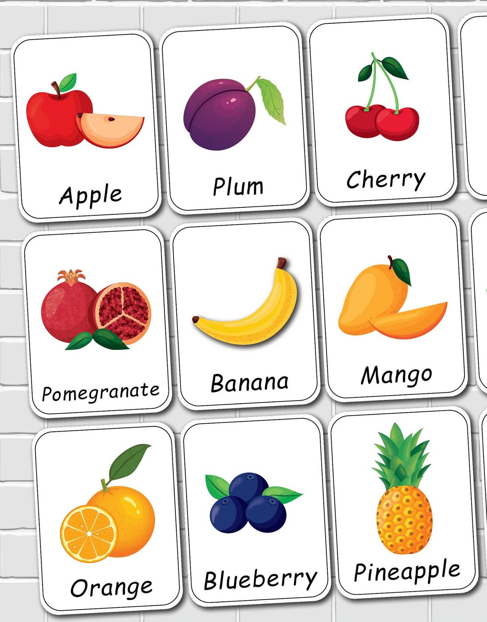 Fruits and Vegetables Flash Cards Toddler Printable Activity Montessori ...