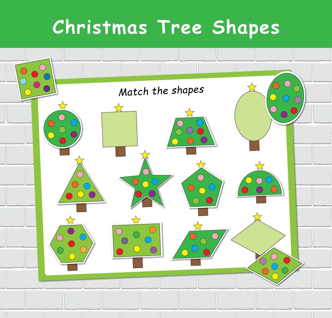 Christmas Tree Shape Matching Activity, 2D Shapes, Winter Busy Book ...