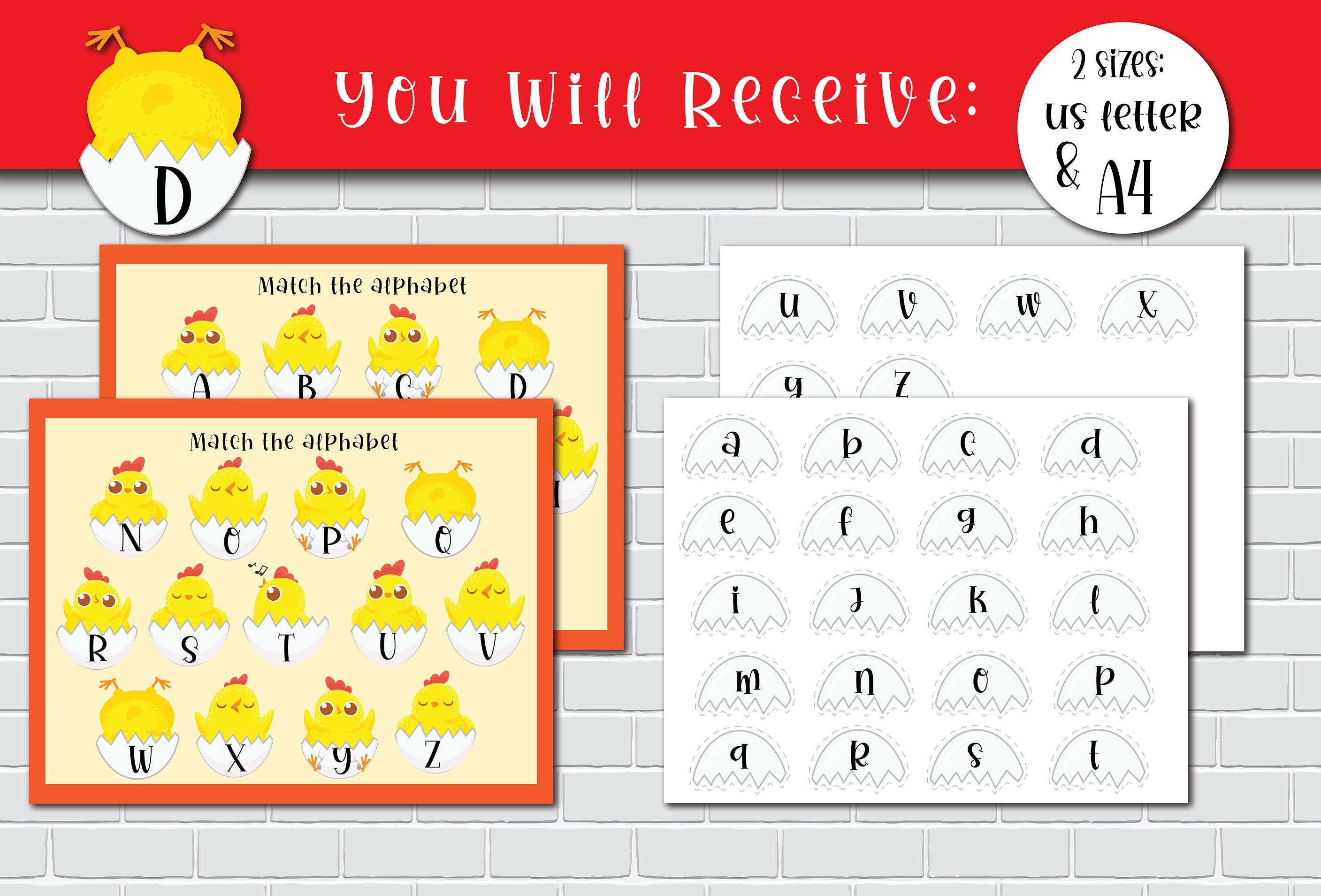 Alphabet Matching Printable Activity. Upper & Lower Case Letter ...
