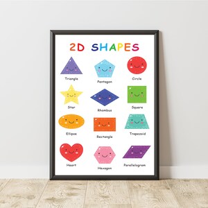 Shapes Educational Poster for Kids. 2D Rainbow Shapes Preschool ...