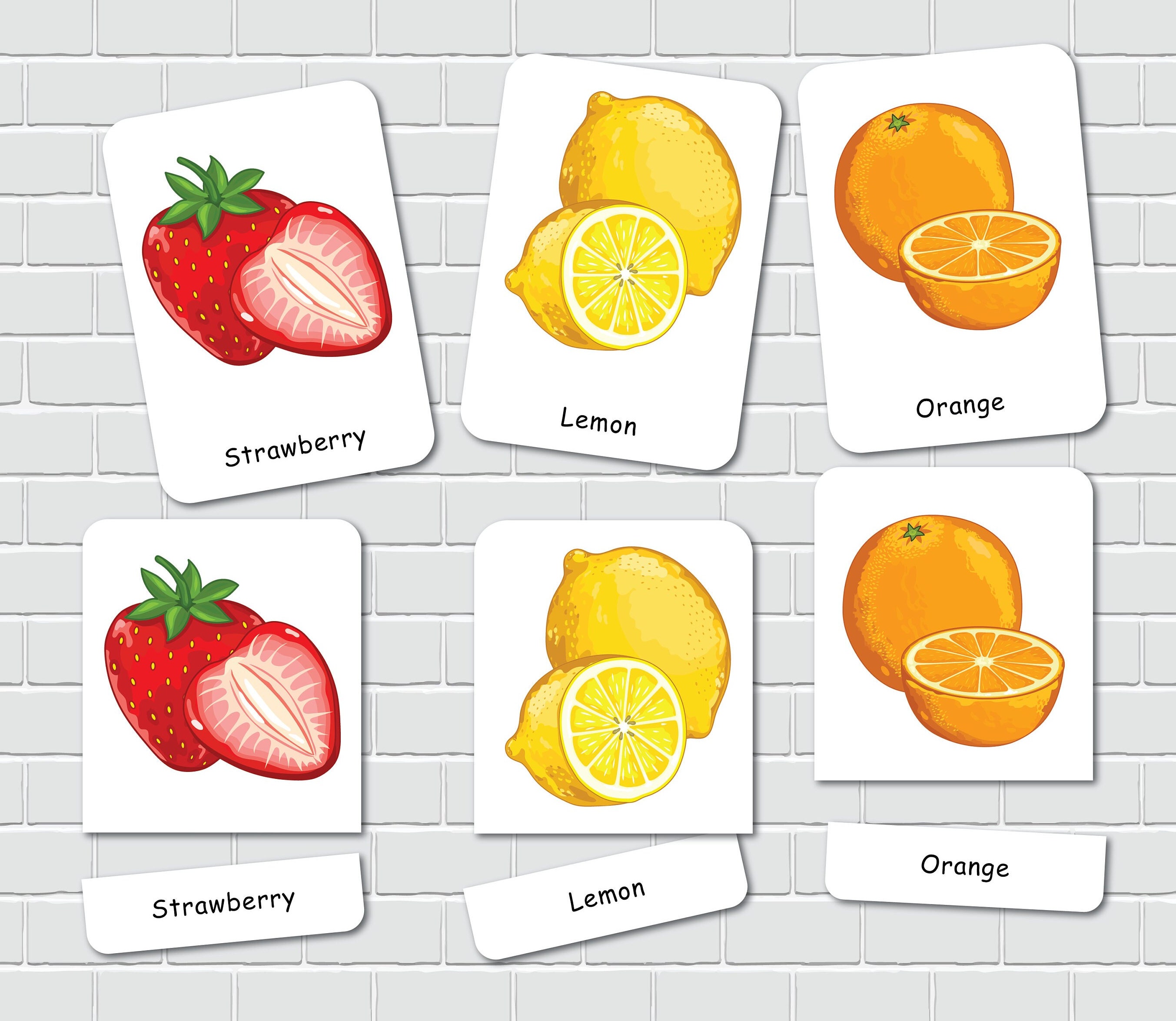 Fruits Three Part Cards Montessori Flashcards Homeschool - Etsy