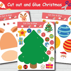 Christmas Cut Out and Glue, Holiday Paper Craft, Scissors Practice for ...