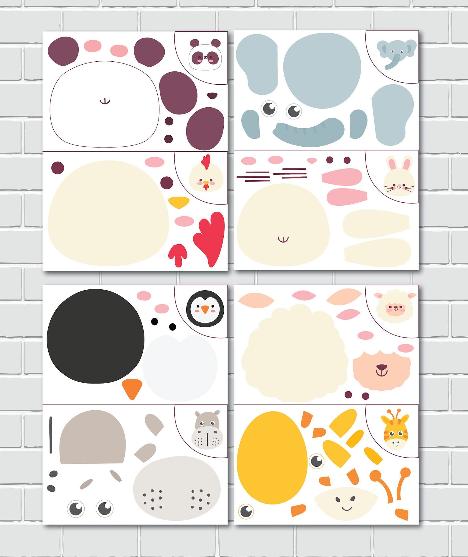 Cut Out and Glue Animals Crafts for Kids. Cut Out and Paste Scissors ...