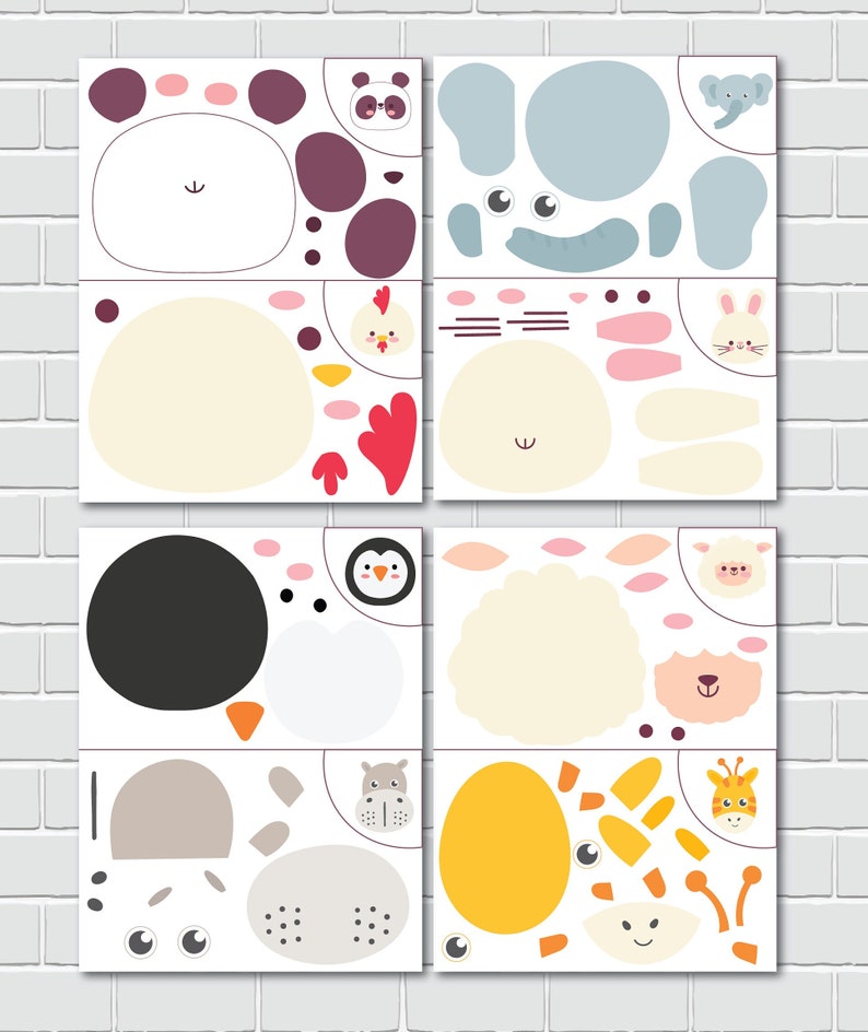 Cut Out and Glue Animals Crafts for Kids. Cut Out and Paste - Etsy