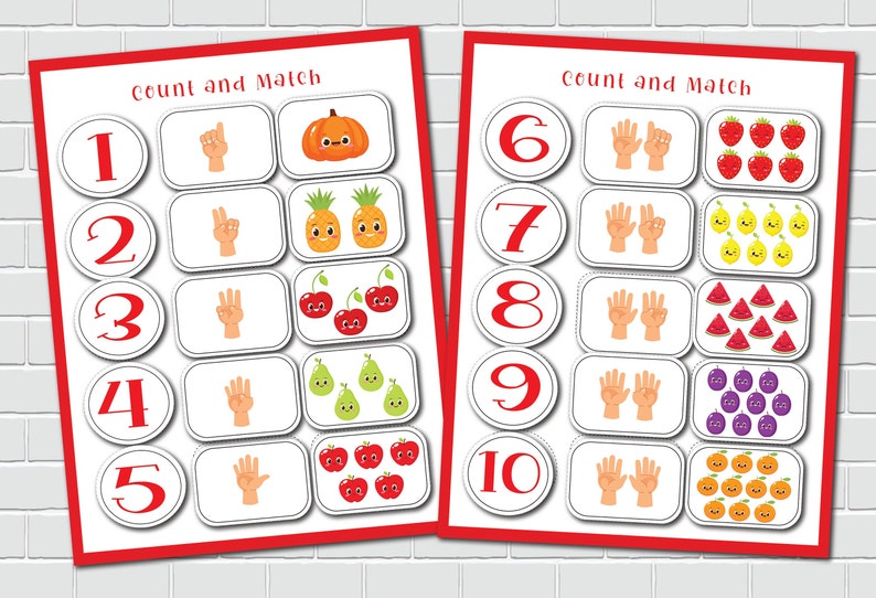 Toddler Busy Book Page Count and Match Preschool Worksheets | Etsy