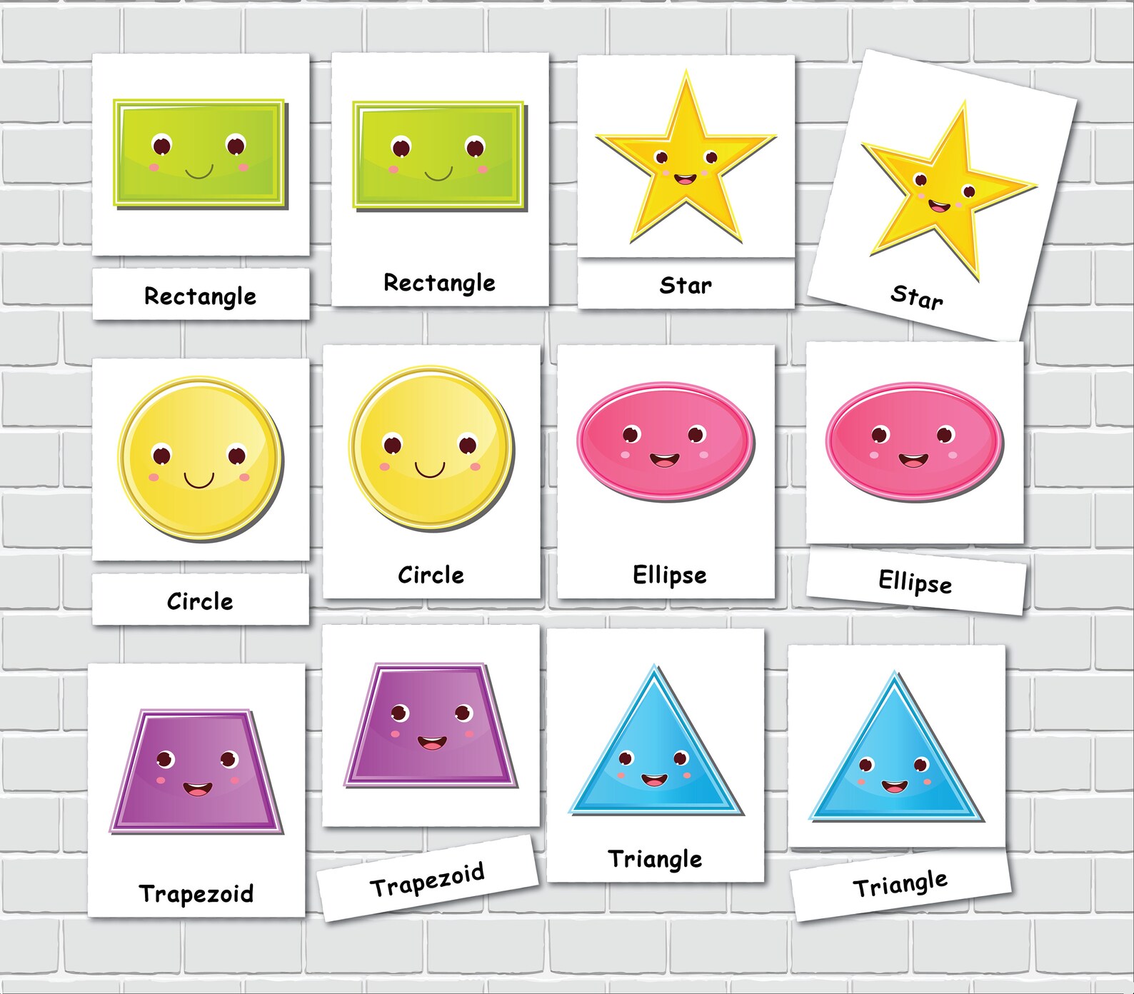 2D Shapes Flashcards, Three Part Flash Cards, Geometric Shapes ...