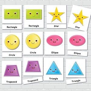 2D Shapes Flashcards, Three Part Flash Cards, Geometric Shapes ...