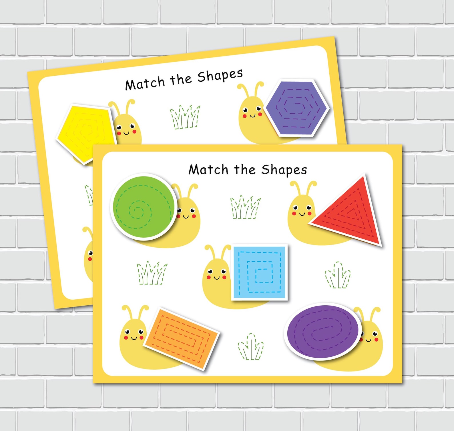 Snails Shape Matching Activity, 2D Shapes, Summer Busy Book Page, File ...