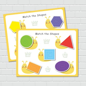 Snails Shape Matching Activity, 2D Shapes, Summer Busy Book Page, File ...