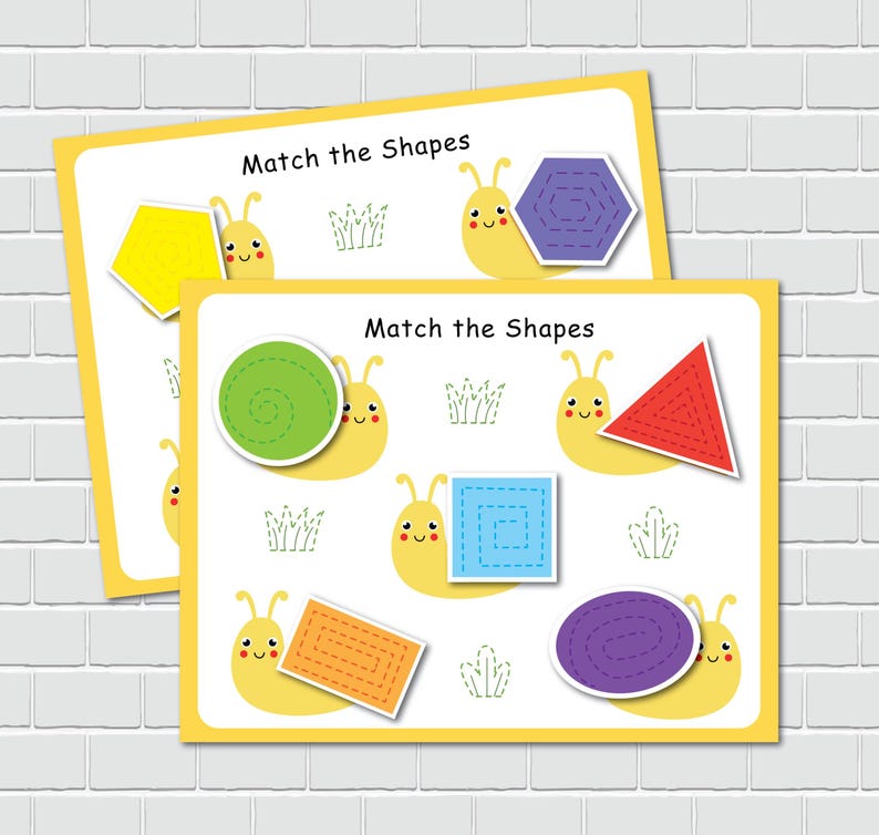 Snails Shape Matching Activity, 2D Shapes, Summer Busy Book Page, File ...