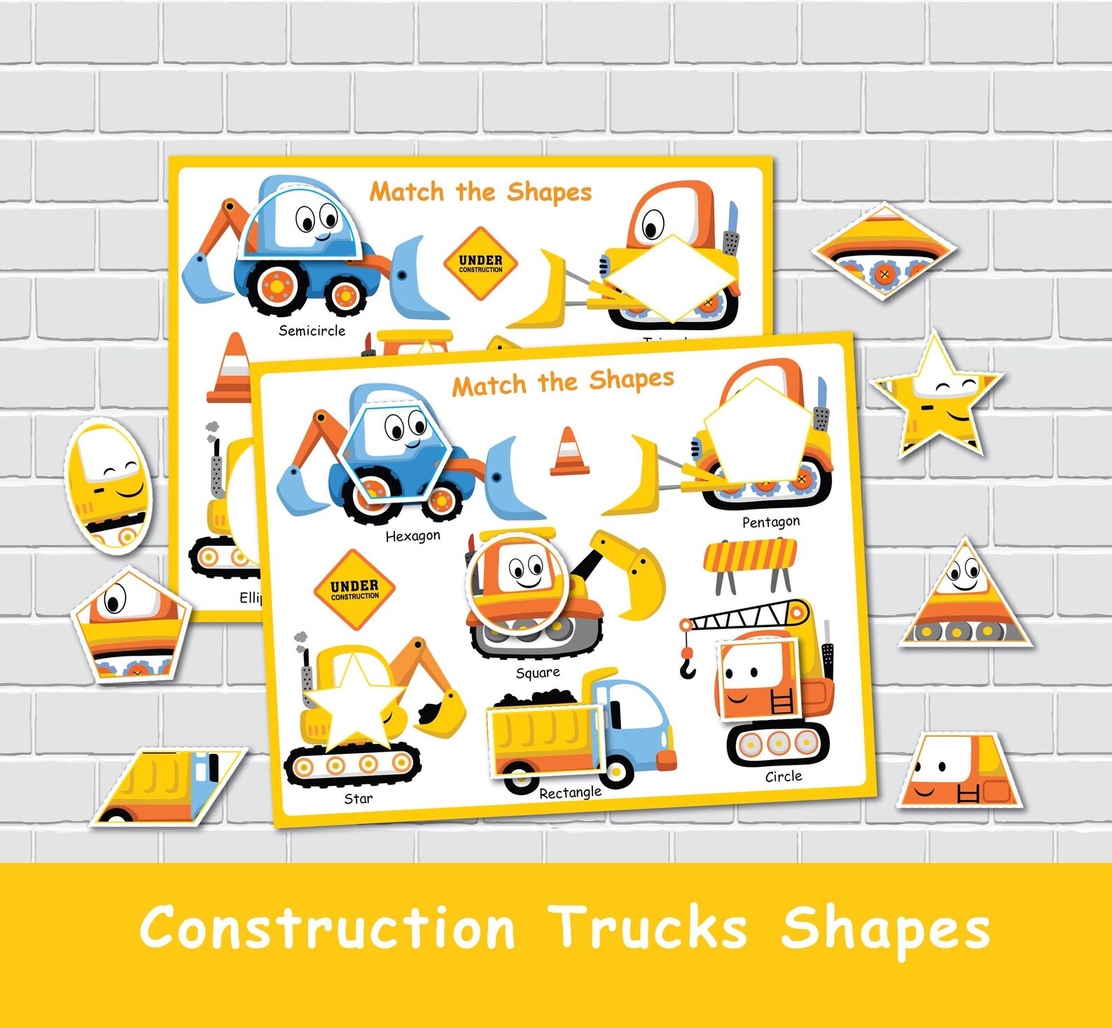 Truck Shapes Activity, 2D Shapes, Preschool Learning Binder (digital ...