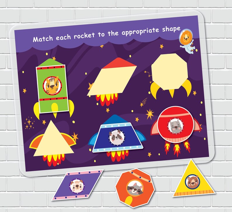 Shape Matching Activity, 2D Shapes, Space Busy Book Page, File Folder ...