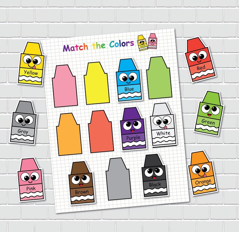 Color Crayons Matching Activity for Kids, Toddler Color Printables ...