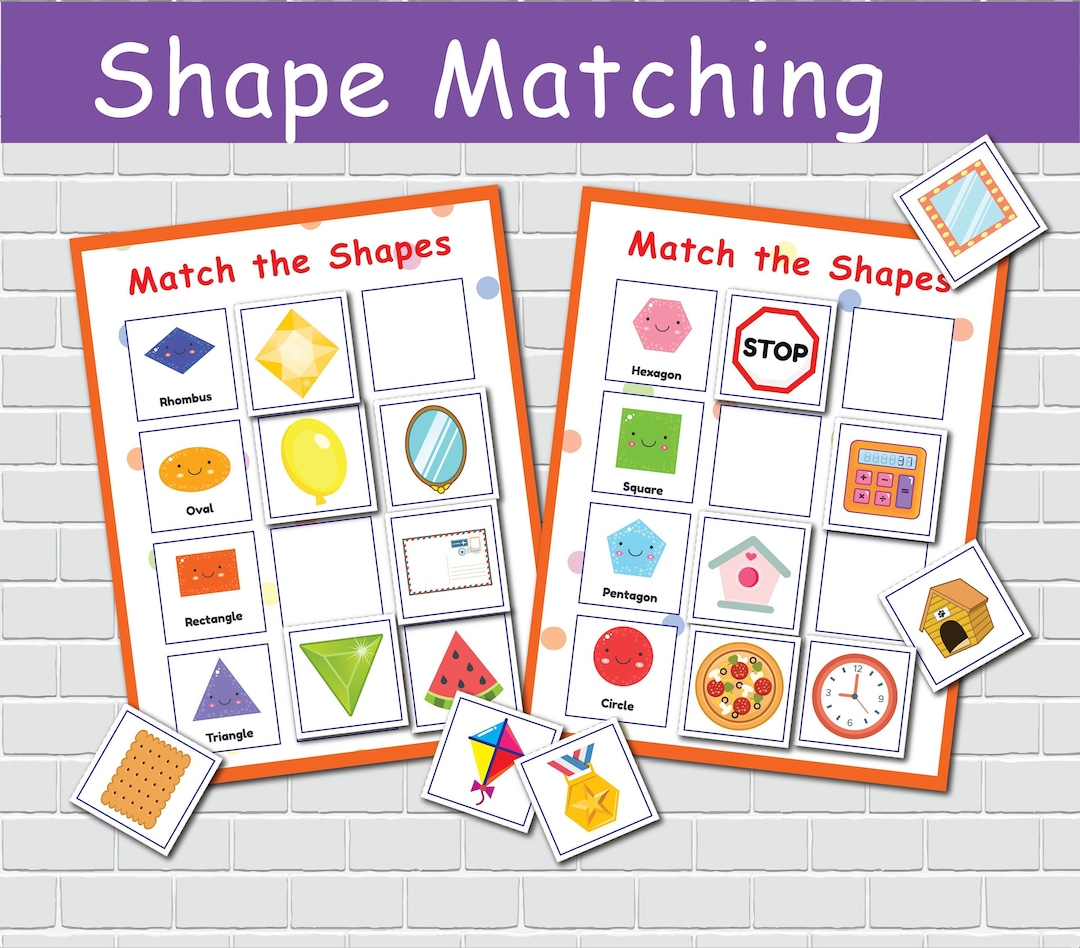 Shapes Matching Activity Toddler Learning Activity Busy Book Pages ...