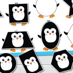 Penguin Shape Matching Activity, 2D Shapes, Winter Busy Book Page, File ...