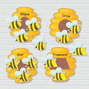Bee Shapes and Beehive Matching Activity, 2D Shapes, Busy Book Page ...