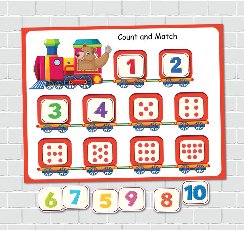Train Numbers Matching for Kids, Count and Match Game, Toddler Busy ...