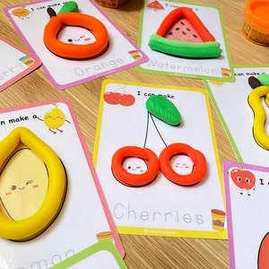 Play Doh Mats, Fruits Printable Play Dough, Montessori Play Doh ...